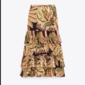 Zara | Dresses | Zara Linen Blend Ruffles Printed Skirt | Poshmark